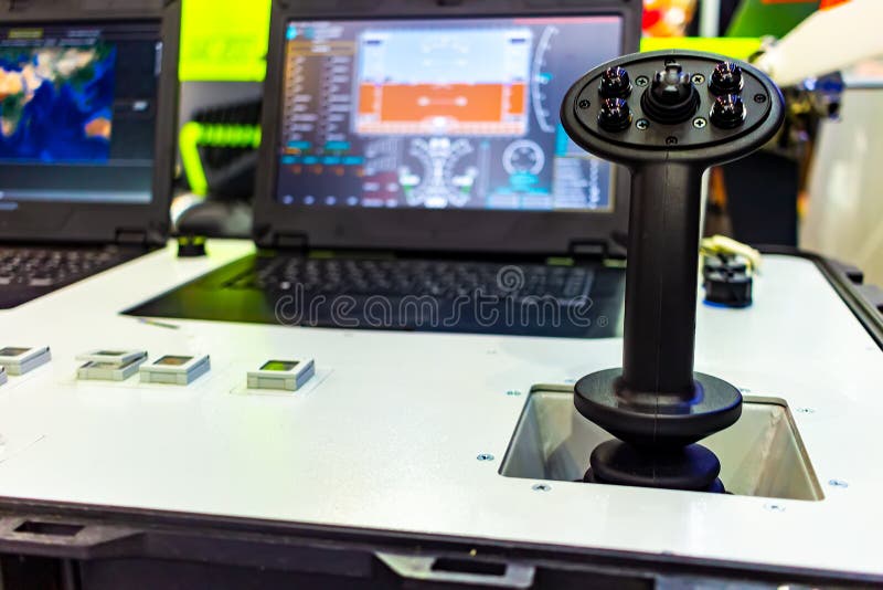 The Joystick Handle of Simulator Standing in Front of the Flight ...