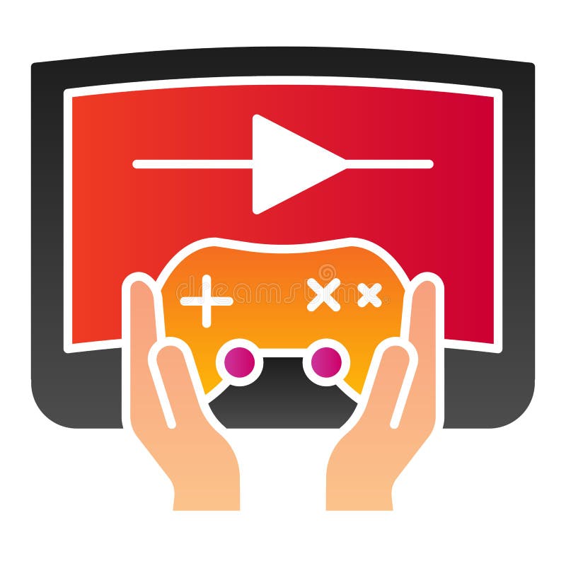 Joystick in Hands Flat Icon. Joypad in Arms and Screen Vector ...