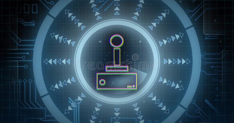 Joystick Icon with Geometric Shapes and Digital Symbols in Blue Image ...