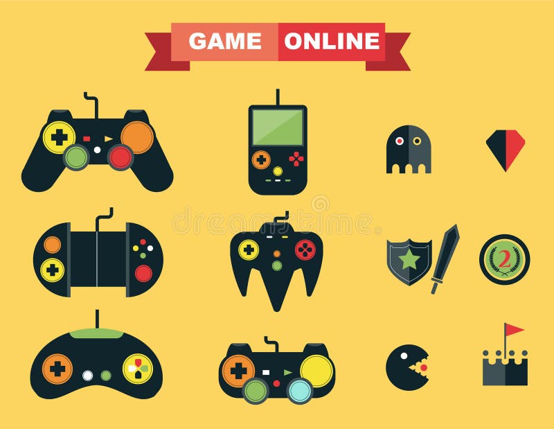 Joystick Icons Set. Flat Set of JoyGame, Online,vector Illustration ...