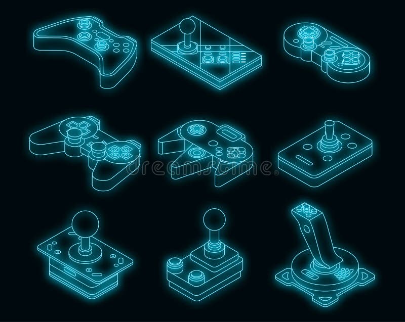 Joystick Icons Set Vector Neon Stock Vector - Illustration of device ...