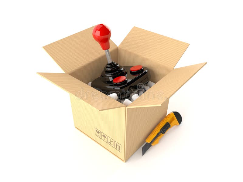Joystick inside box stock illustration. Illustration of blue - 139049630