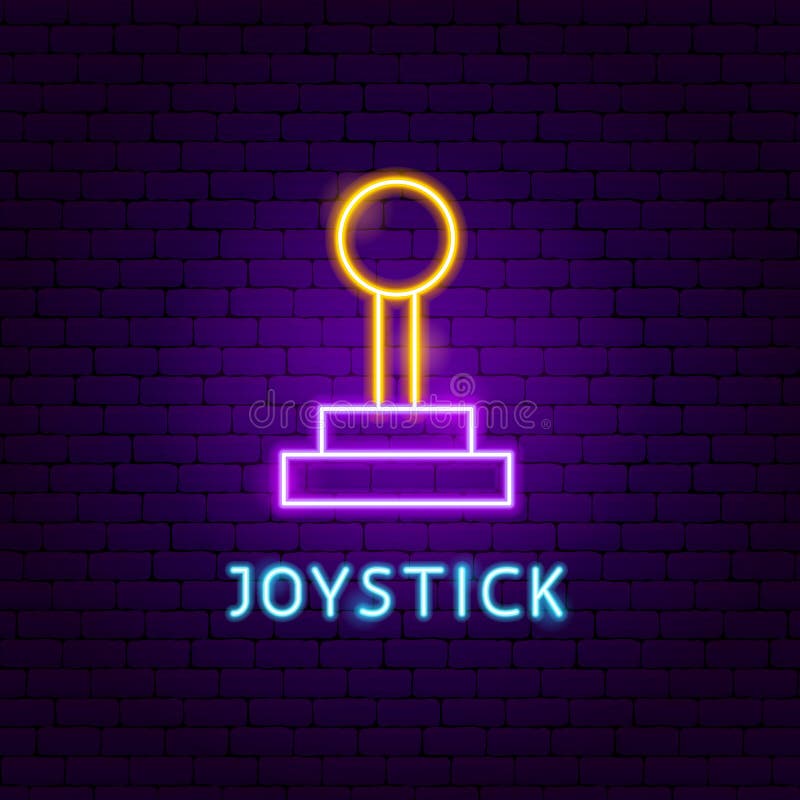 Joystick Neon Label stock vector. Illustration of computer - 178879040