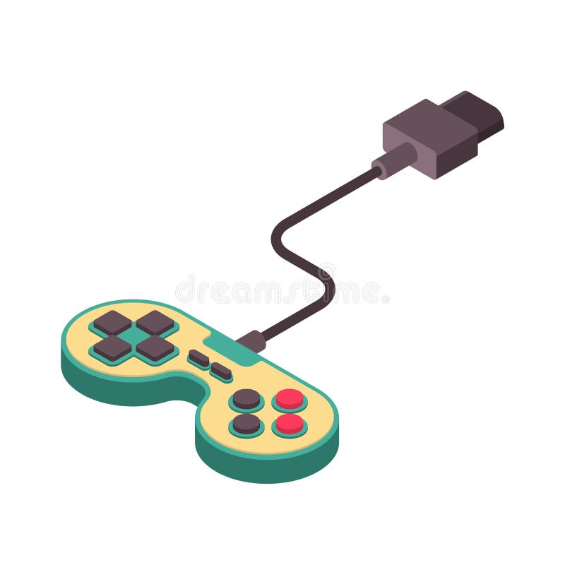 Joystick Retro Isometry Isolated. Gamepad Game Console 8 Bit Stock ...