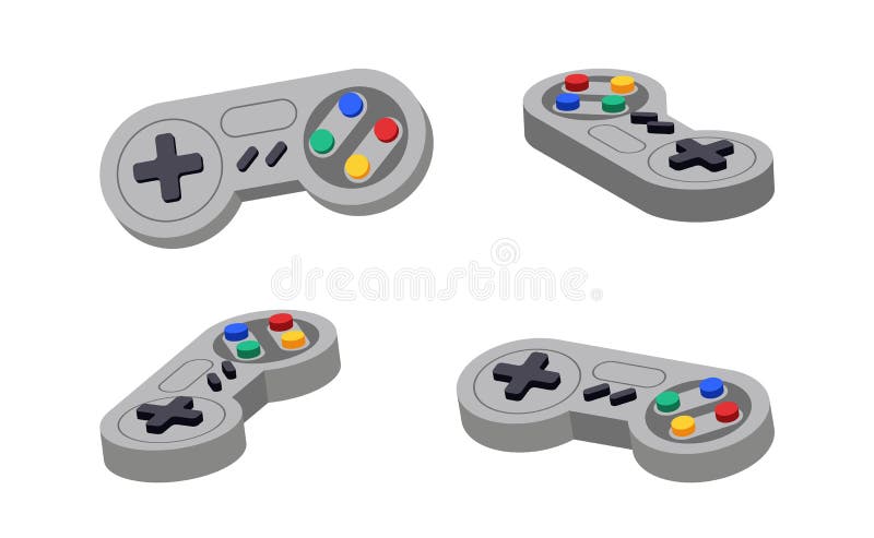 Joystick Set Different Angles. Gamepad Console Retro Control. Play ...