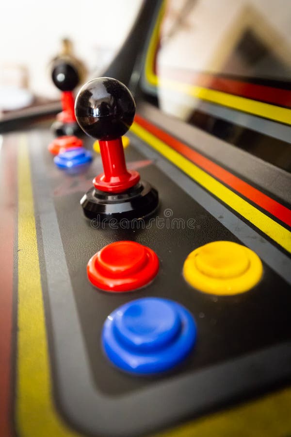 Joystick of a Vintage Arcade Videogame - Coin-Op Stock Photo - Image of ...