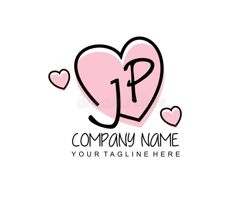 JP Initial Handwriting with Heart Frame Stock Vector - Illustration of ...