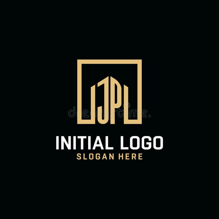 JP Initial Monogram Logo Design with Square Shape Design Ideas Stock ...