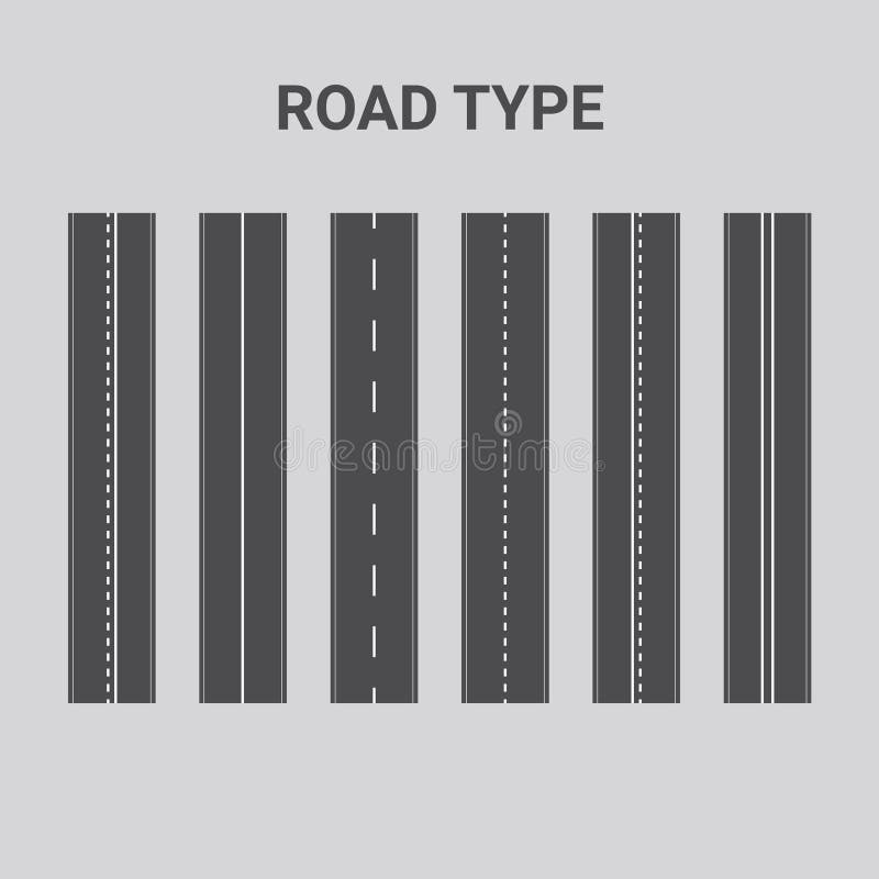 Jpeg Road Type Illustration. Set of Different Road Marking Stock ...