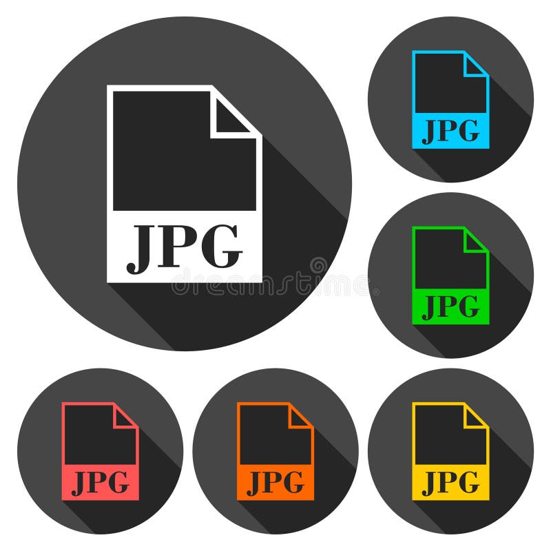 JPG File Icons Set with Long Shadow Stock Vector - Illustration of ...