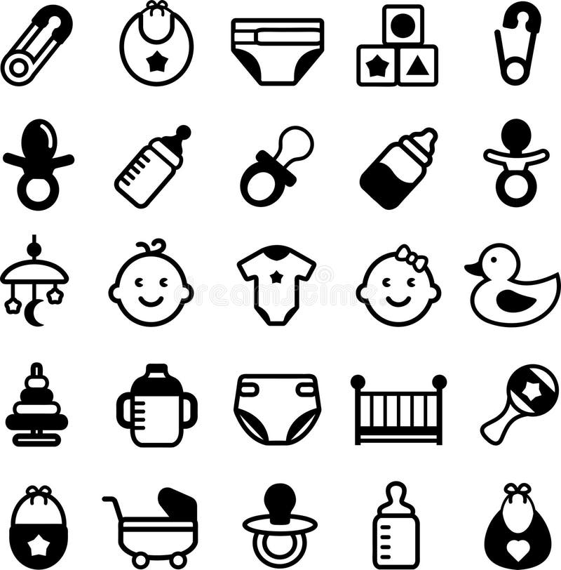 Baby Icons Set, New Born Vector Illustration and Gender Reveal Baby ...