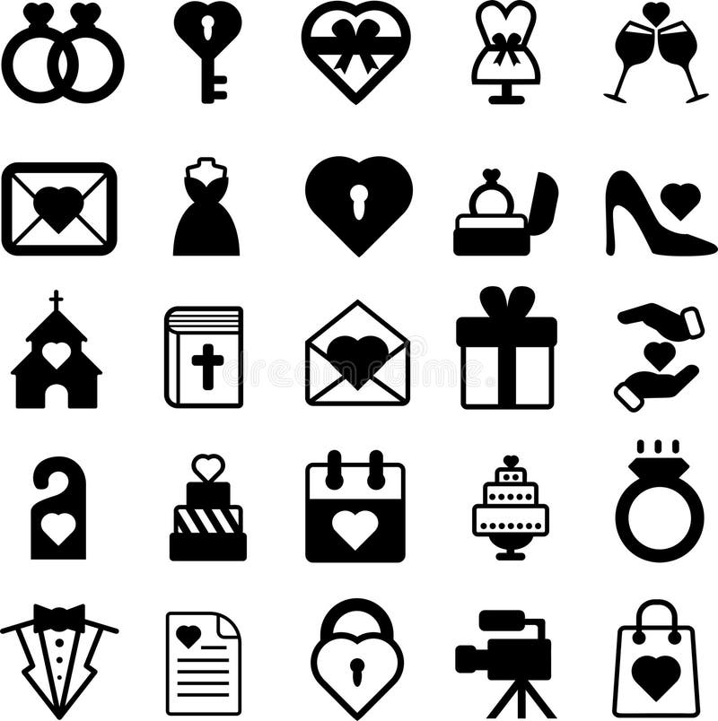 Wedding Day Icons Set, Married Vector Illustration and Matrimony ...