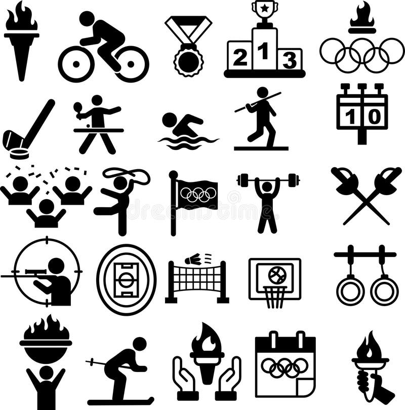 Olympic Icons Set. Sports Athlete Vector Illustration. Gold Medalist ...