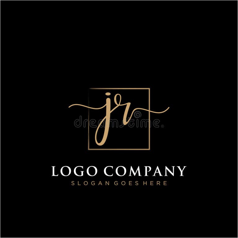 JR Initial Handwriting Logo with Rectangle Template Vector Stock Vector ...