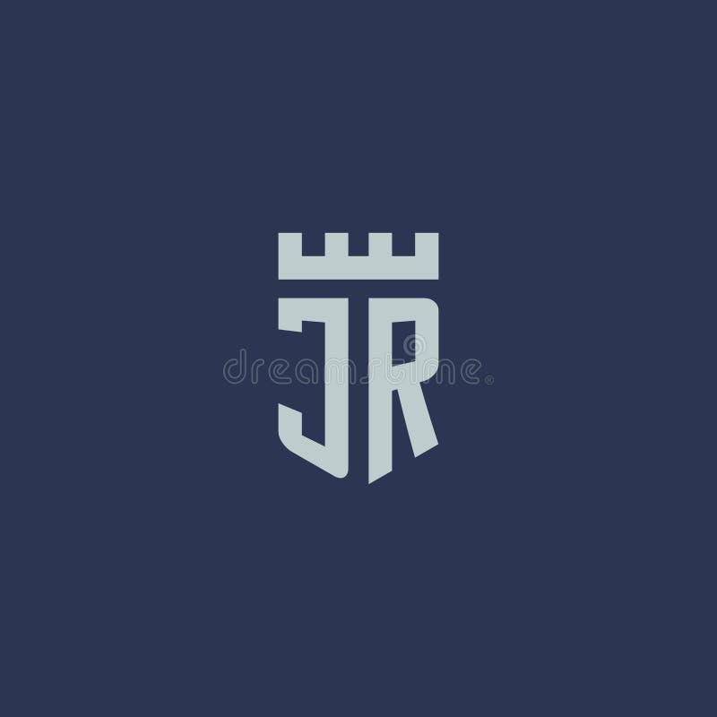 JR Logo Monogram with Fortress Castle and Shield Style Design Stock ...