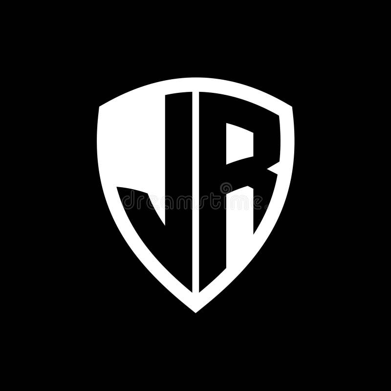 JR Monogram Logo with Bold Letters Shield Shape with Black and White ...