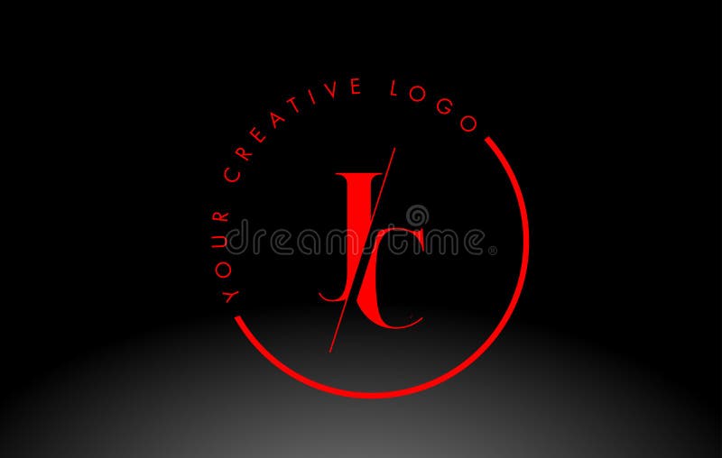 JRed C Serif Letter Logo Design with Creative Intersected Cut Stock ...