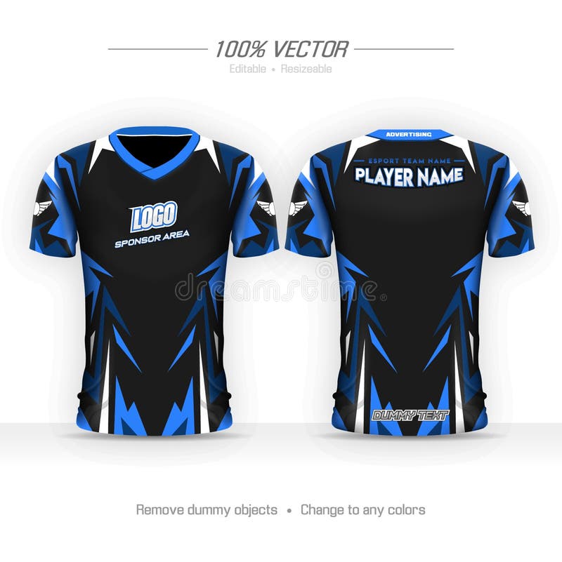 Blue and Black T-shirt Design Template for Multiplayer Game, E-sports ...