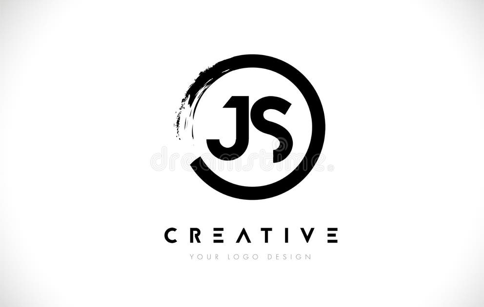 JS Letter Logo with Circle Brush Design and White Background Stock ...