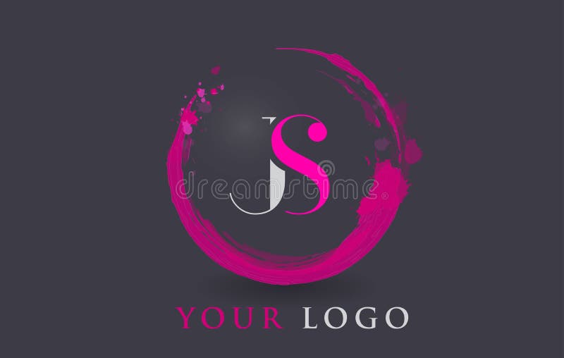 JS Letter Logo Circular Purple Splash Brush Concept. Stock Vector ...