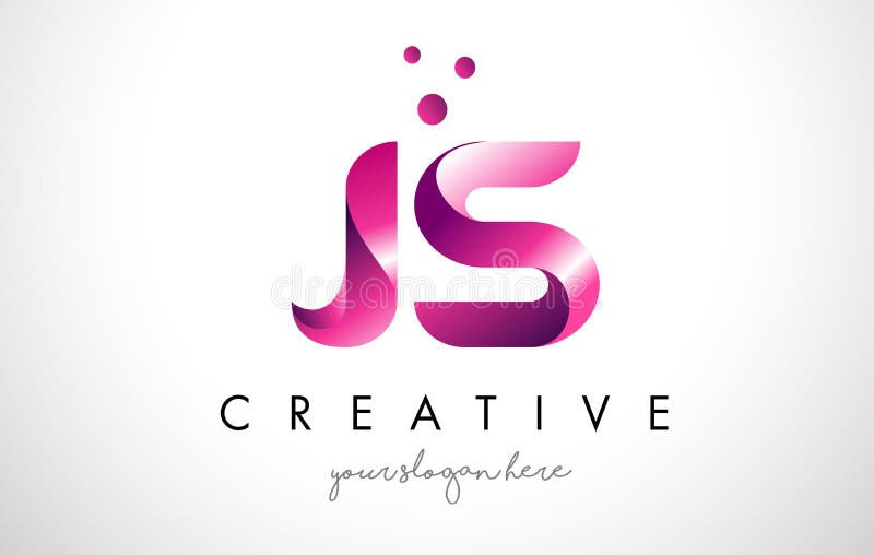 JS Letter Logo Design with Purple Colors and Dots Stock Vector ...