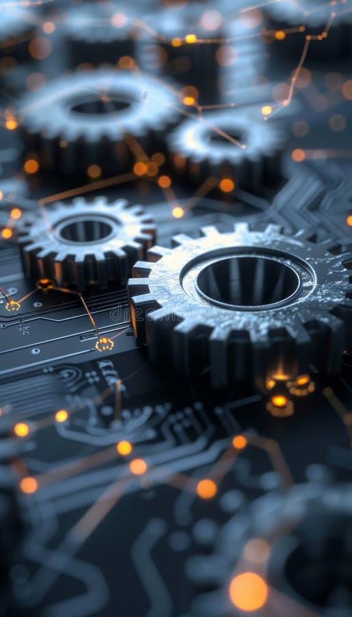 Json Optimizing Operations Gears in a Digital Landscape Symbolizing ...