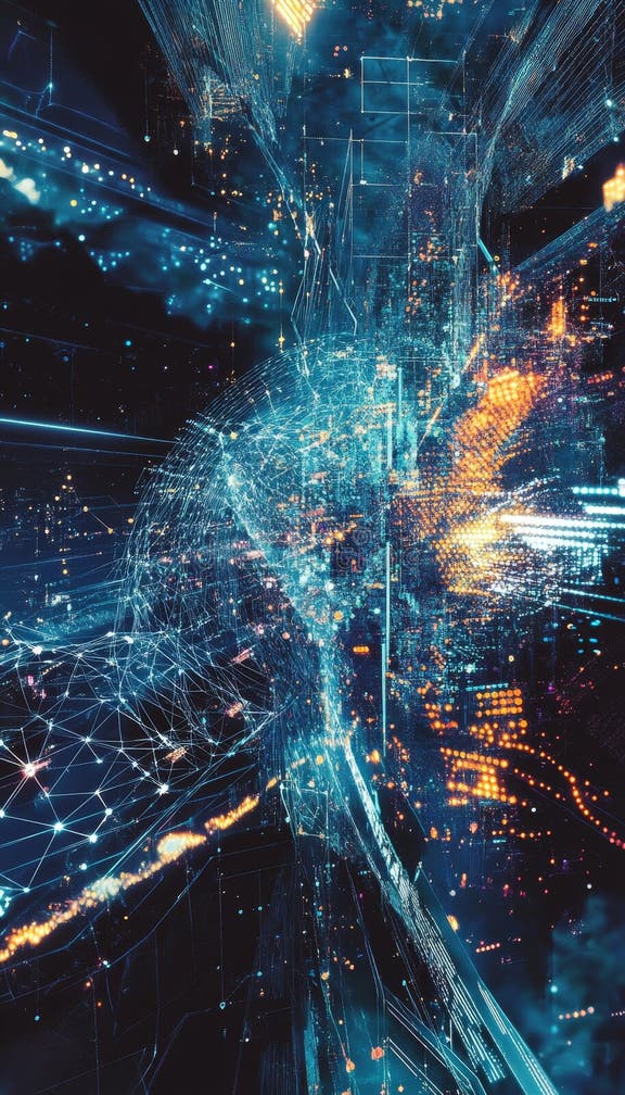 Json Stunning Digital Art of Big Data and Machine Learning in a Futuristic Cyberspace Setting ...