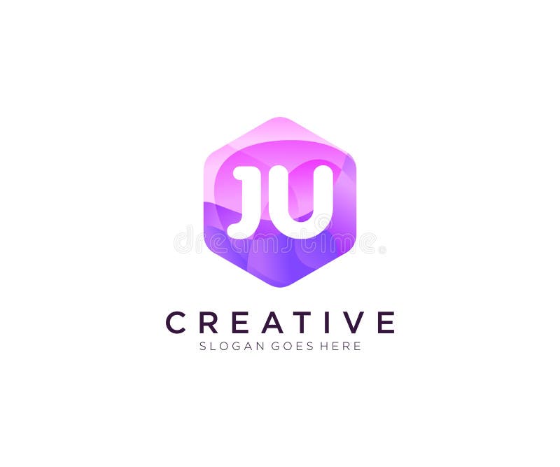 JU Initial Logo with Colorful Hexagon Modern Business Alphabet Logo ...
