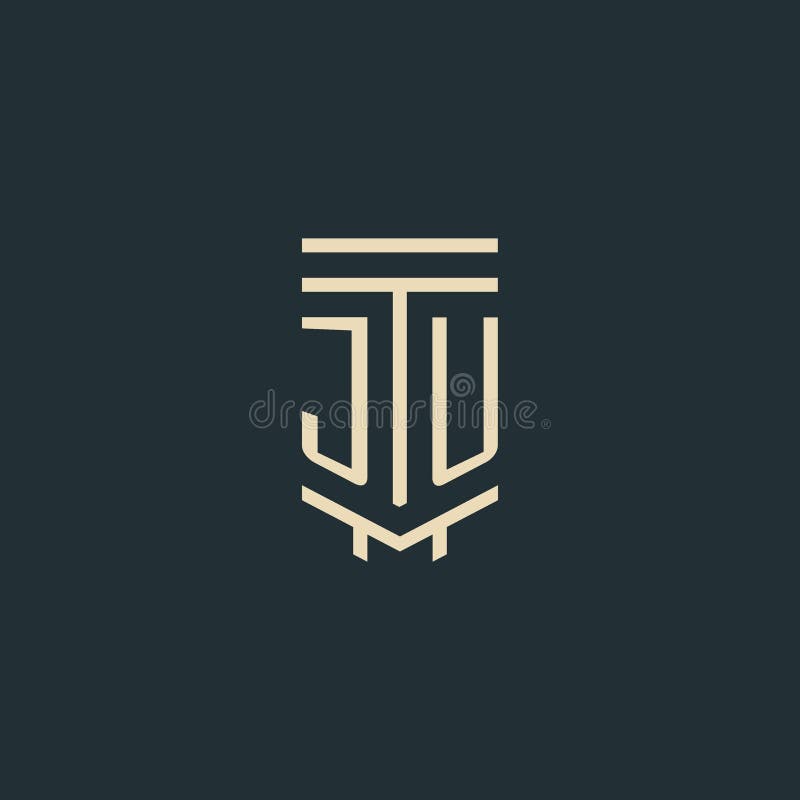 JU Initial Monogram with Simple Line Art Pillar Logo Designs Stock ...