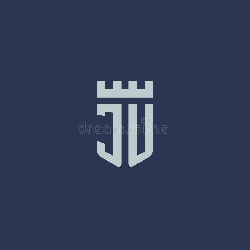 JU Logo Monogram with Fortress Castle and Shield Style Design Stock ...