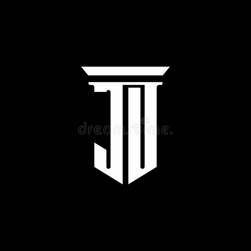 JU Monogram Logo with Emblem Style Isolated on Black Background Stock ...