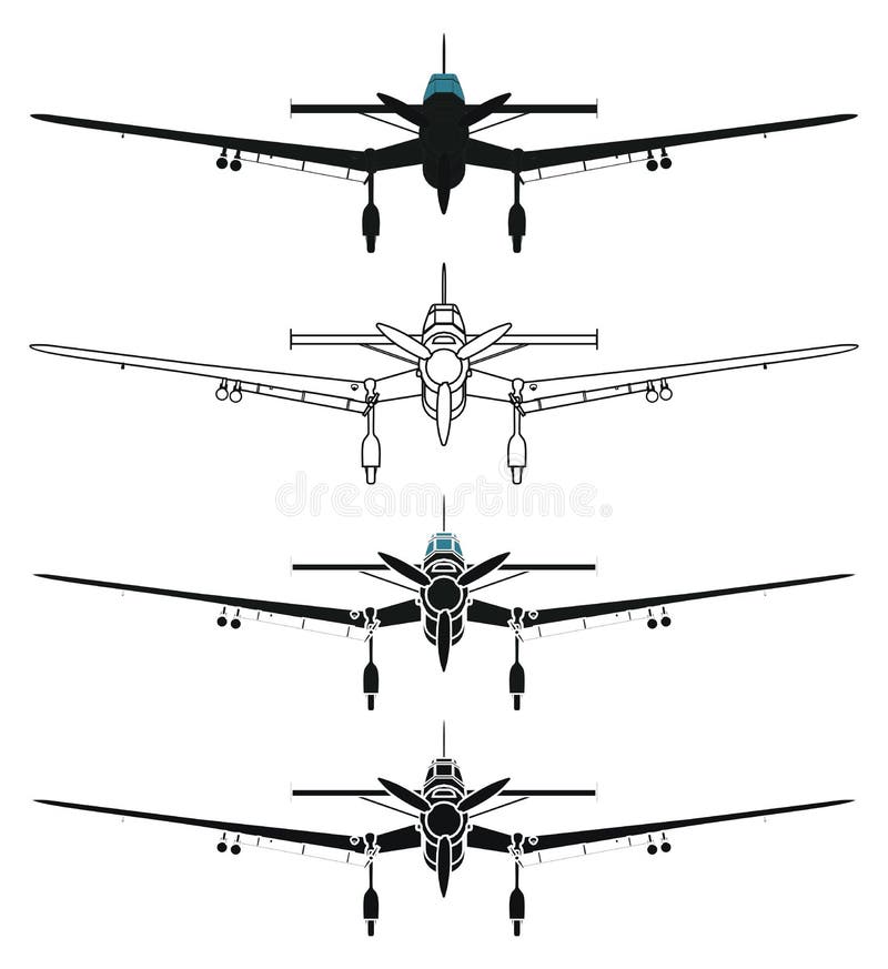 Ju 87 Stuka in front view stock vector. Illustration of attack - 212945662