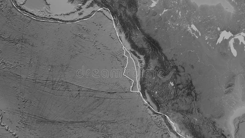 Juan De Fuca Plate Outlined. Fahey. Grayscale Stock Illustration ...