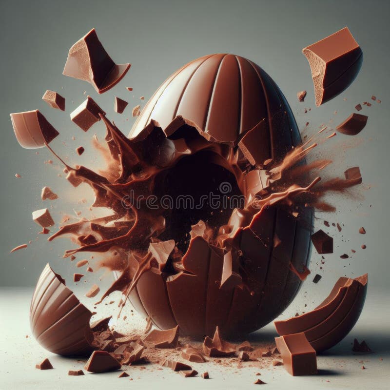 Chocolate Egg Explodes in Joyful Surprise for Easter Celebration Stock ...