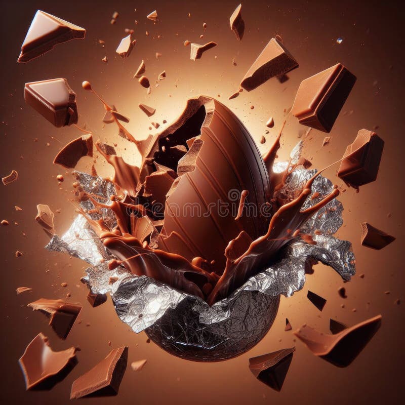 Chocolate Egg Explodes in Joyful Surprise for Easter Celebration Stock ...