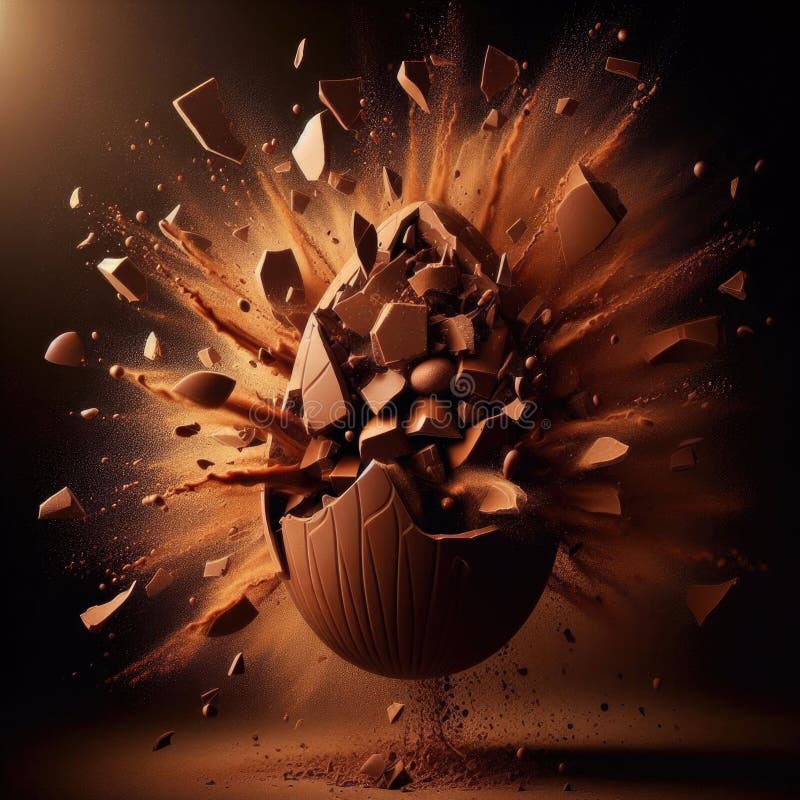 Chocolate Egg Explodes in Joyful Surprise for Easter Celebration Stock ...