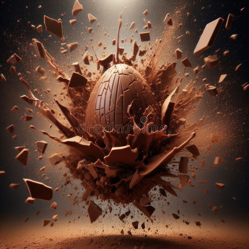 Chocolate Egg Explodes in Joyful Surprise for Easter Celebration Stock ...