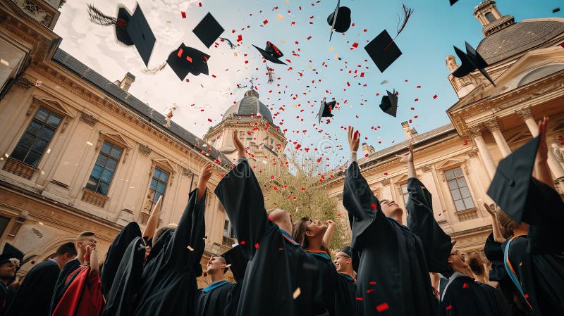 Jubilant Graduation Scene stock photo. Image of electronic - 304609752