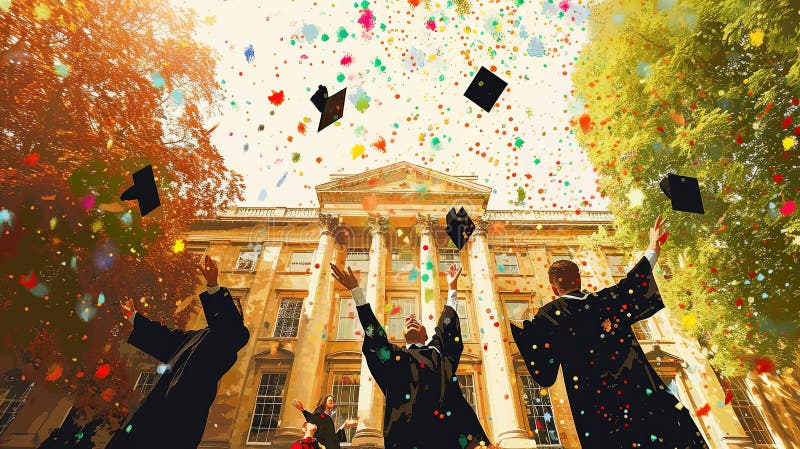 Jubilant Graduation Scene stock illustration. Illustration of chip ...