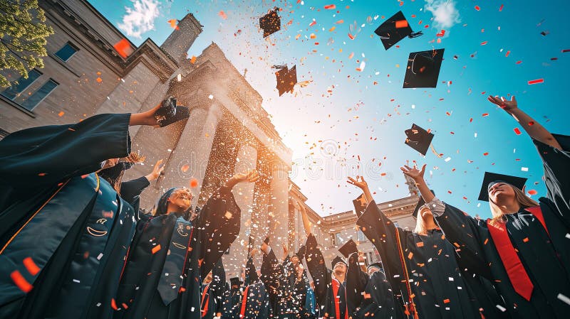 Jubilant Graduation Scene stock illustration. Illustration of ...