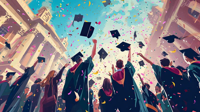 Jubilant Graduation Scene stock photo. Image of beginnings - 304609206