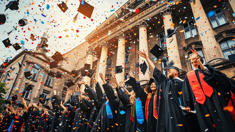 Jubilant Graduation Scene stock photo. Image of electronic - 304609752