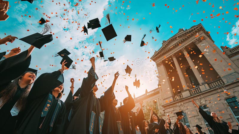 Jubilant Graduation Scene stock photo. Image of electronic - 304609752