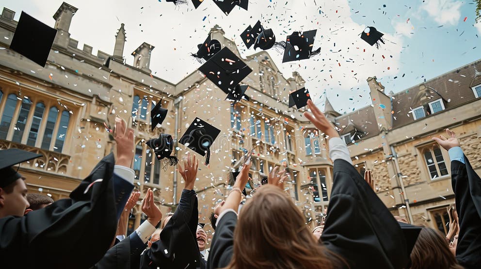 Jubilant Graduation Scene stock illustration. Illustration of ...