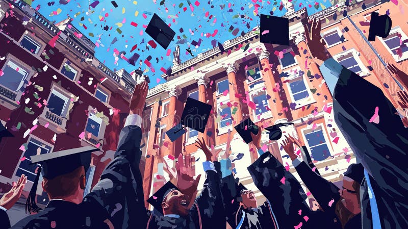 Jubilant Graduation Scene stock photo. Image of electronic - 304609752