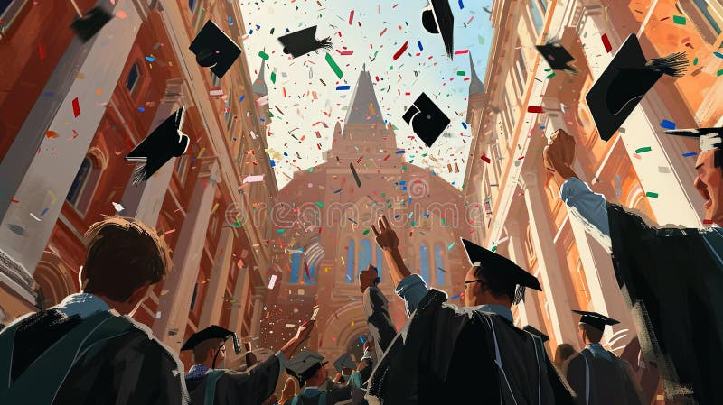 Jubilant Graduation Scene stock photo. Image of cheers - 304610888