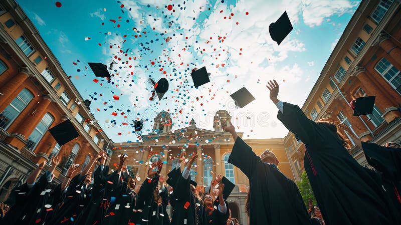 Jubilant Graduation Scene stock photo. Image of electronic - 304609752