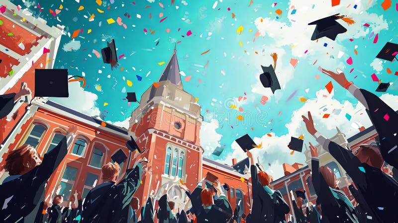 Jubilant Graduation Scene stock photo. Image of electronic - 304609752