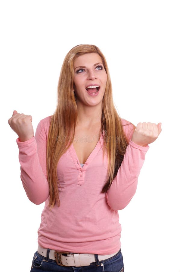 Jubilant young woman stock photo. Image of jubilate, isolated - 47206428