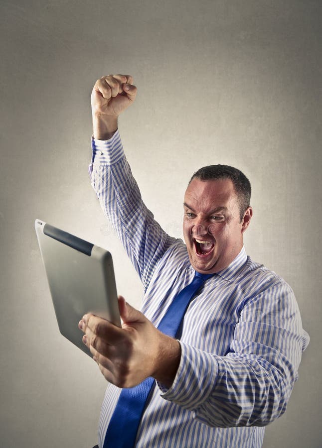 Jubilating businessman stock image. Image of checking - 46381197